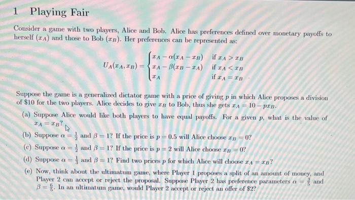 Solved Consider a game with two players, Alice and Bob. | Chegg.com