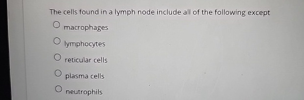 Solved The cells found in a lymph node include all of the | Chegg.com