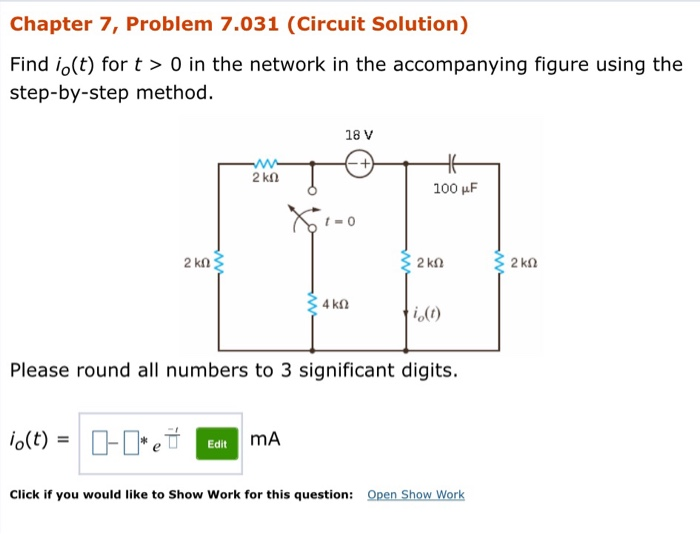 Solved Chapter 7, Problem 7.031 (Circuit Solution) Find | Chegg.com