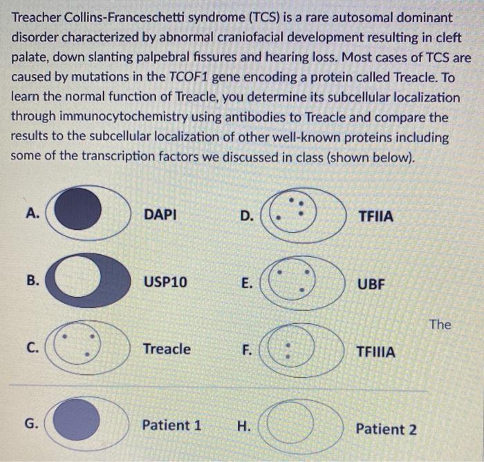 Solved Treacher Collins-Franceschetti syndrome (TCS) is a | Chegg.com