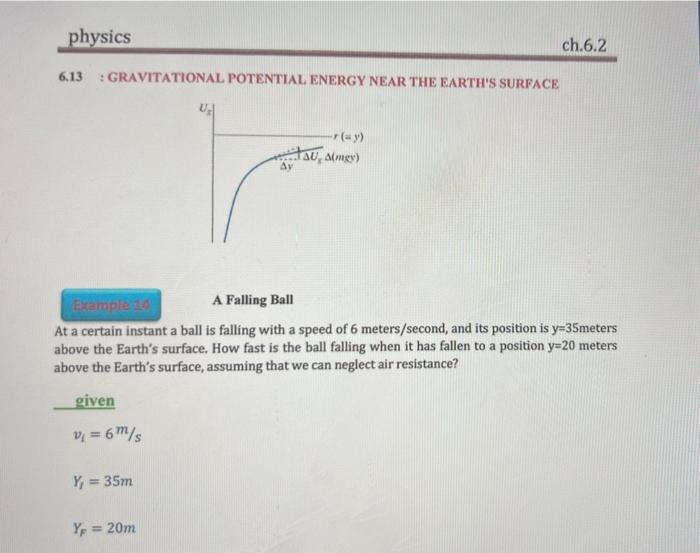 Solved 6.13 : GRAVITATIONAL POTENTIAL ENERGY NEAR THE | Chegg.com