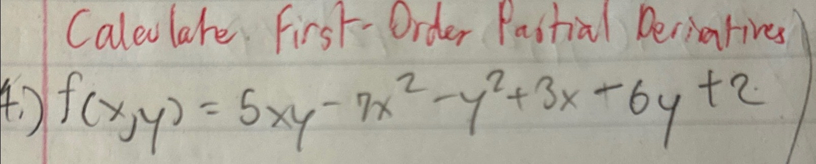 Calculate First-Order Partial DerIvative (fx and | Chegg.com
