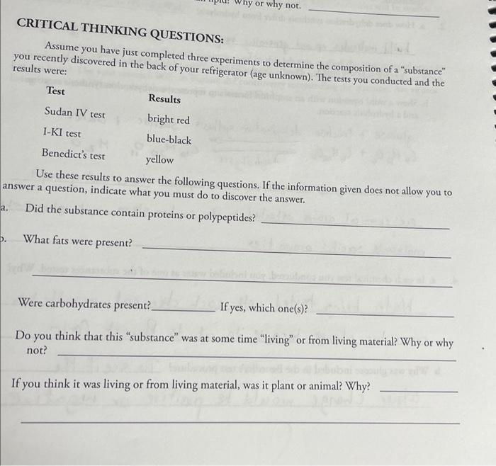 Solved CRITICAL THINKING QUESTIONS: Assume you have just | Chegg.com