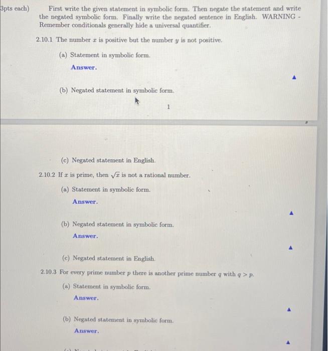 Solved 3pts each) First write the given statement in | Chegg.com Solved 3pts each) First write the given statement in | Chegg.com