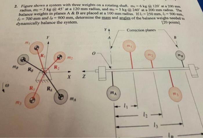 Solved 2. Figure shows a system with three weights on a | Chegg.com