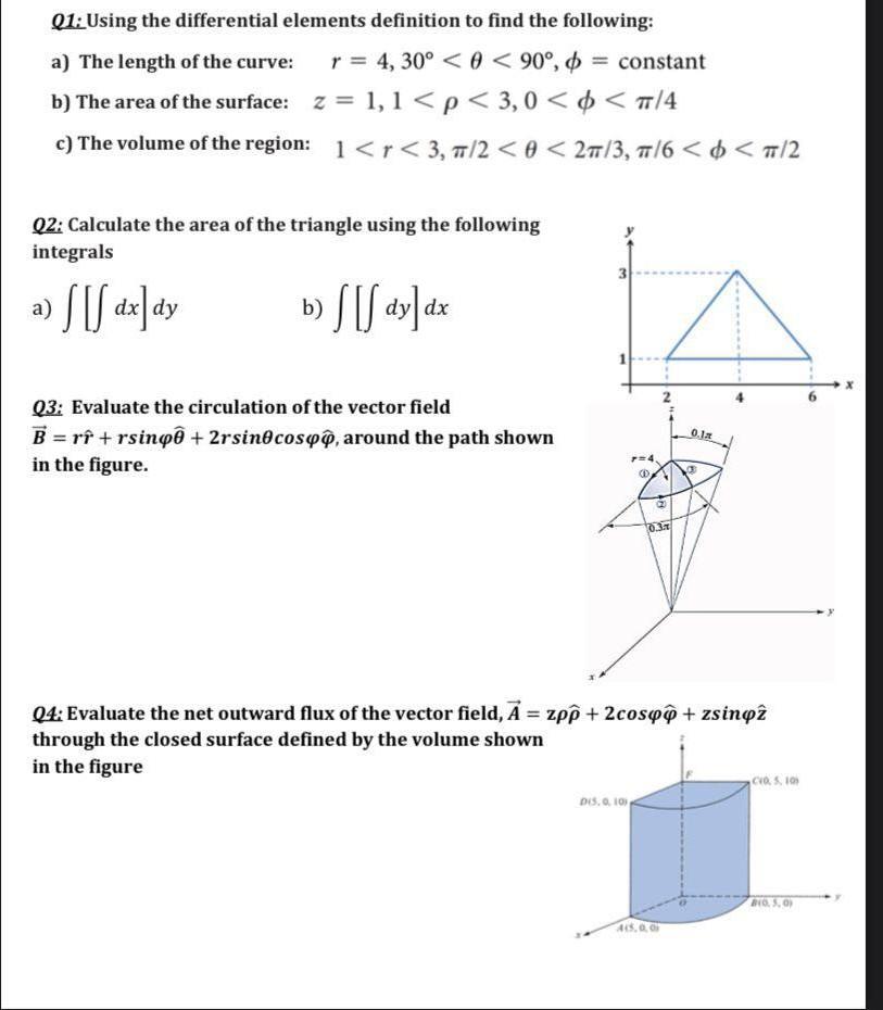 Solved Q1: Using the differential elements definition to | Chegg.com