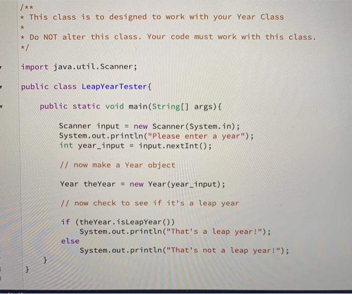 Solved Java assignment: Please write a class Year that | Chegg.com