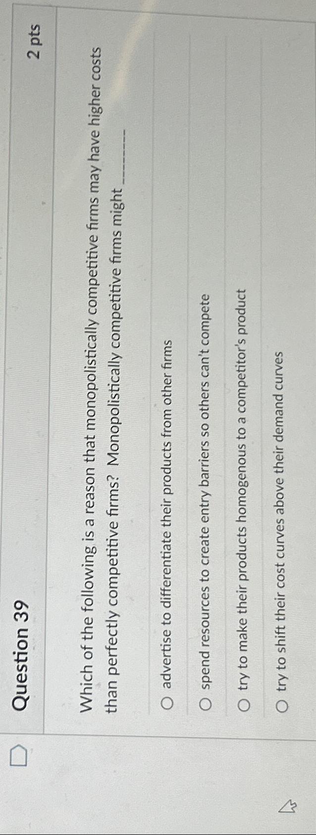 Solved Question 392 ﻿ptsWhich of the following is a reason | Chegg.com