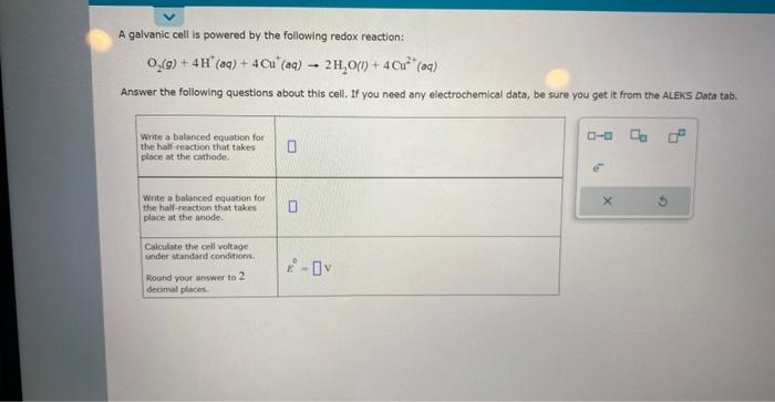 Solved A Galvanic Cell Is Powered By The Following Redox