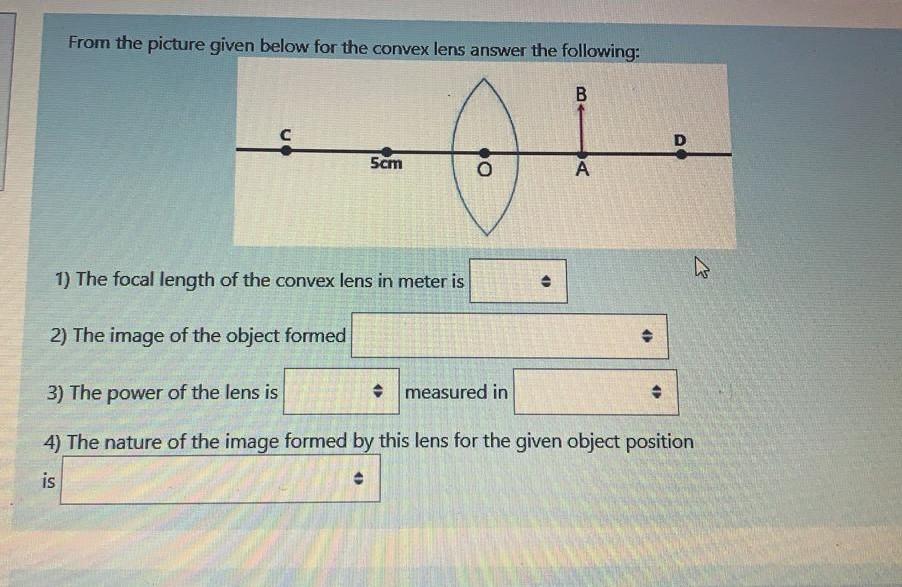 Solved From the picture given below for the convex lens | Chegg.com