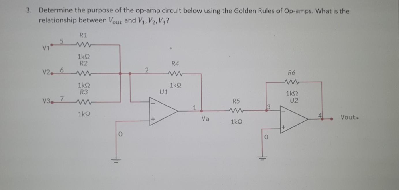 Solved 3. Determine the purpose of the op-amp circuit | Chegg.com
