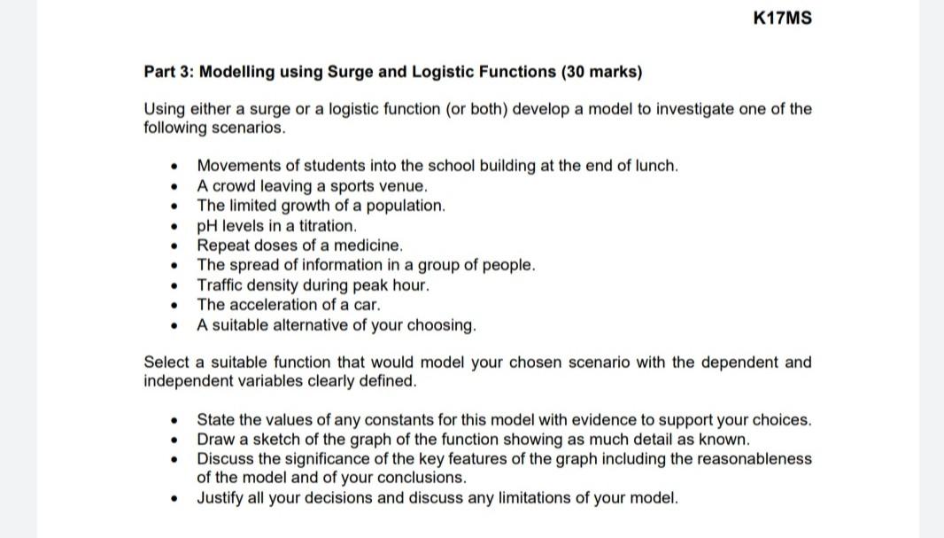 Solved K17MS Part 3: Modelling using Surge and Logistic | Chegg.com