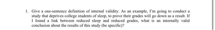 Solved 1. Give a one-sentence definition of internal | Chegg.com
