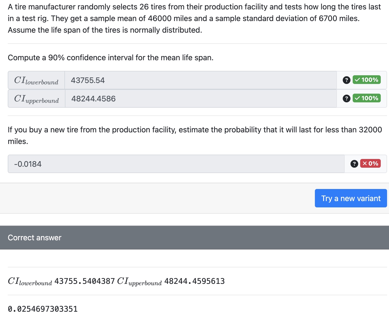 Solved A tire manufacturer randomly selects 26 ﻿tires from | Chegg.com