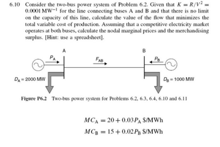 Solved 6.10 Consider the two-bus power system of Problem | Chegg.com