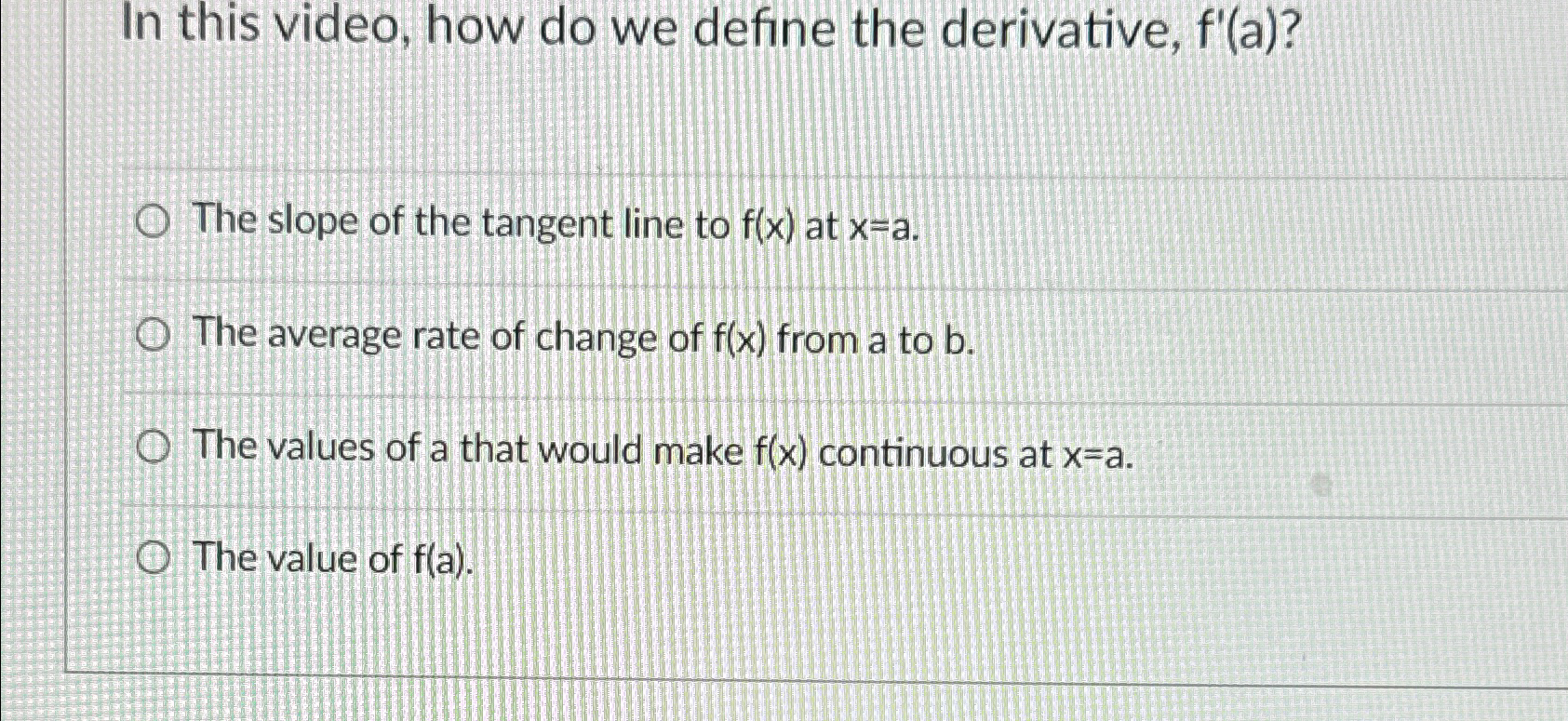 Solved In this video, how do we define the derivative, | Chegg.com