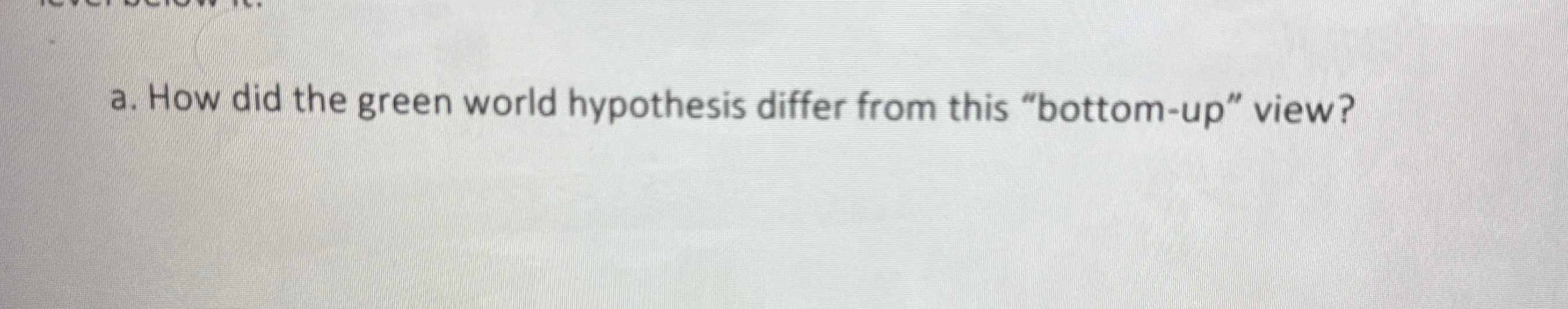 Solved a. ﻿How did the green world hypothesis differ from | Chegg.com