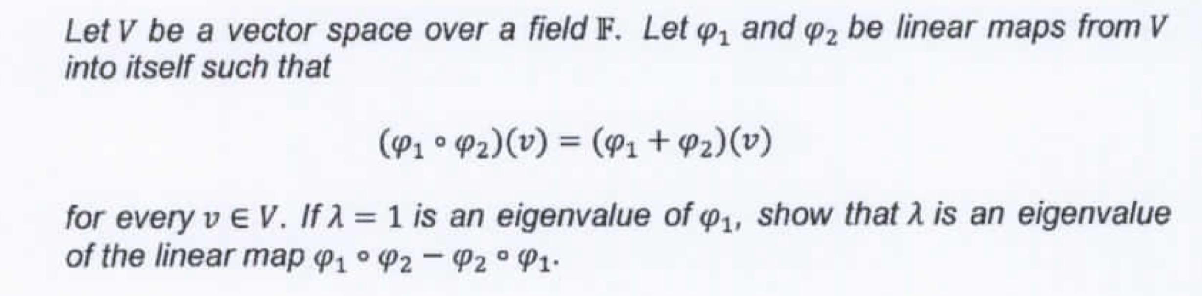 Solved Let V ﻿be a vector space over a field F. ﻿Let φ1 ﻿and | Chegg.com