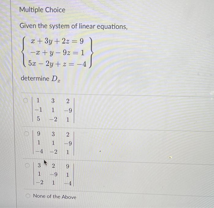 Solved Given the system of linear equations, | Chegg.com