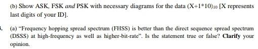 Solved (b) Show ASK, FSK and PSK with necessary diagrams for | Chegg.com