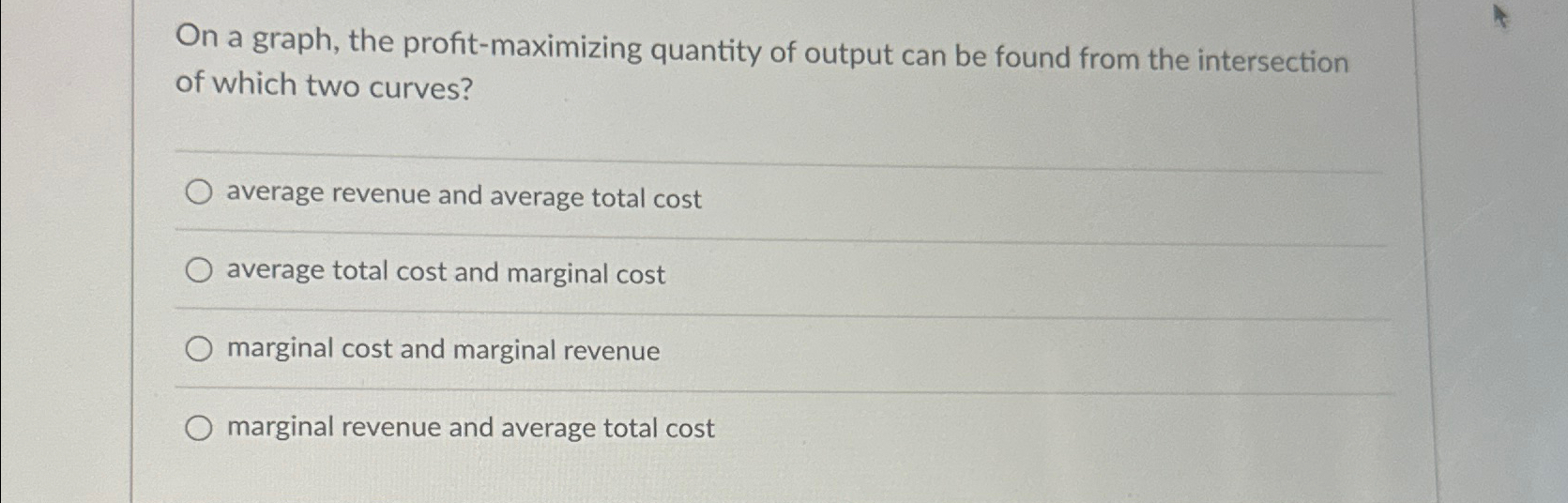 Solved On a graph, the profit-maximizing quantity of output | Chegg.com