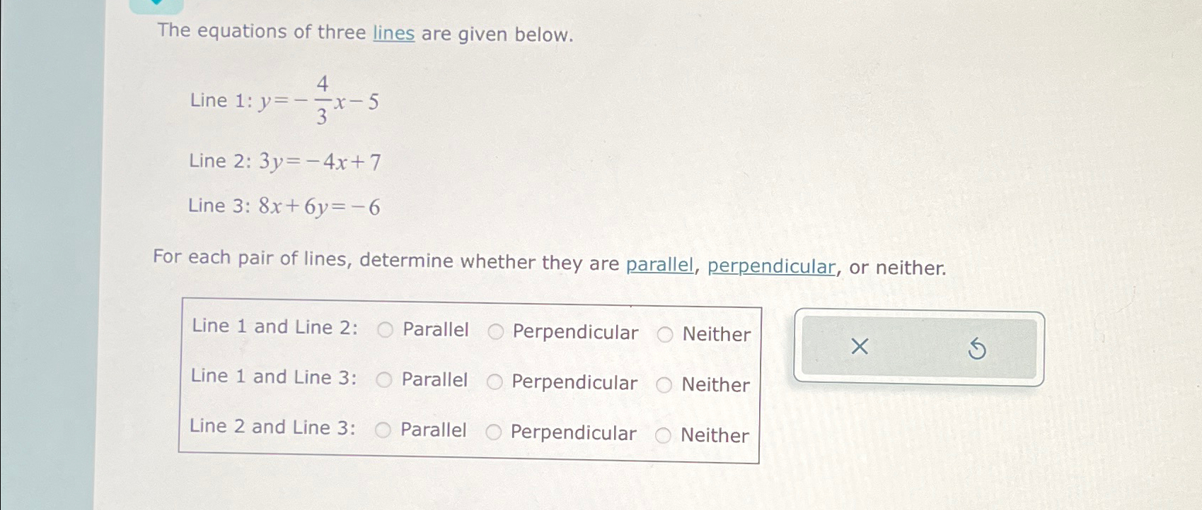 Solved The equations of three lines are given below.Line 1: | Chegg.com
