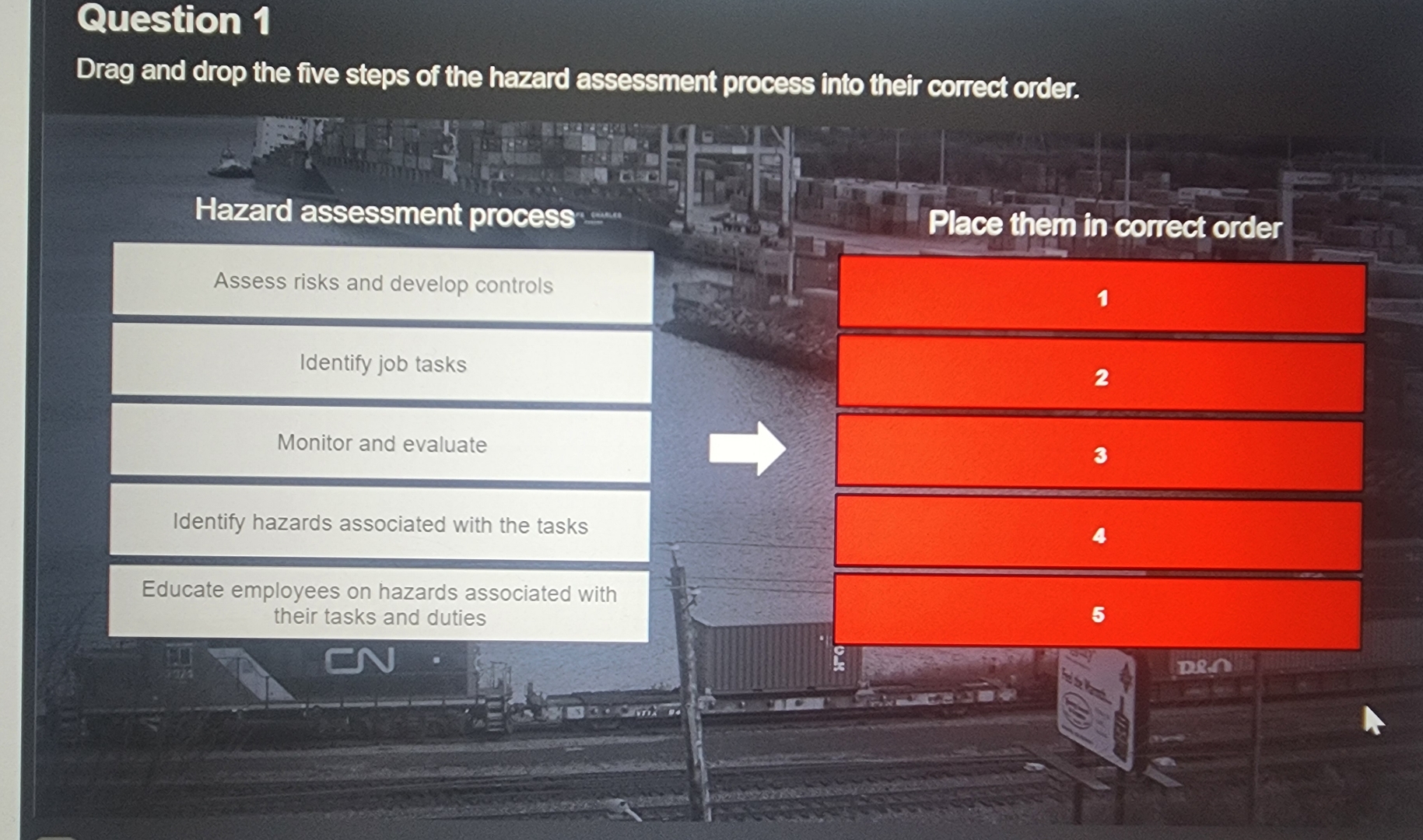 Solved Question 1Drag and drop the five steps of the hazard | Chegg.com