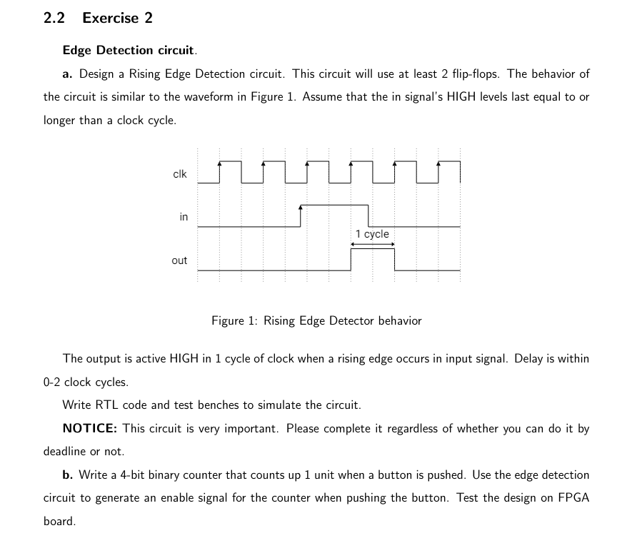 Solved 2.2 ﻿Exercise 2Edge Detection circuit.a. ﻿Design a | Chegg.com