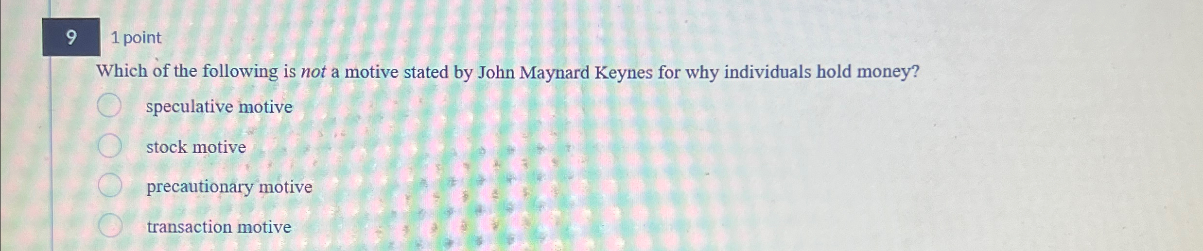Solved 91 ﻿pointWhich of the following is not a motive | Chegg.com