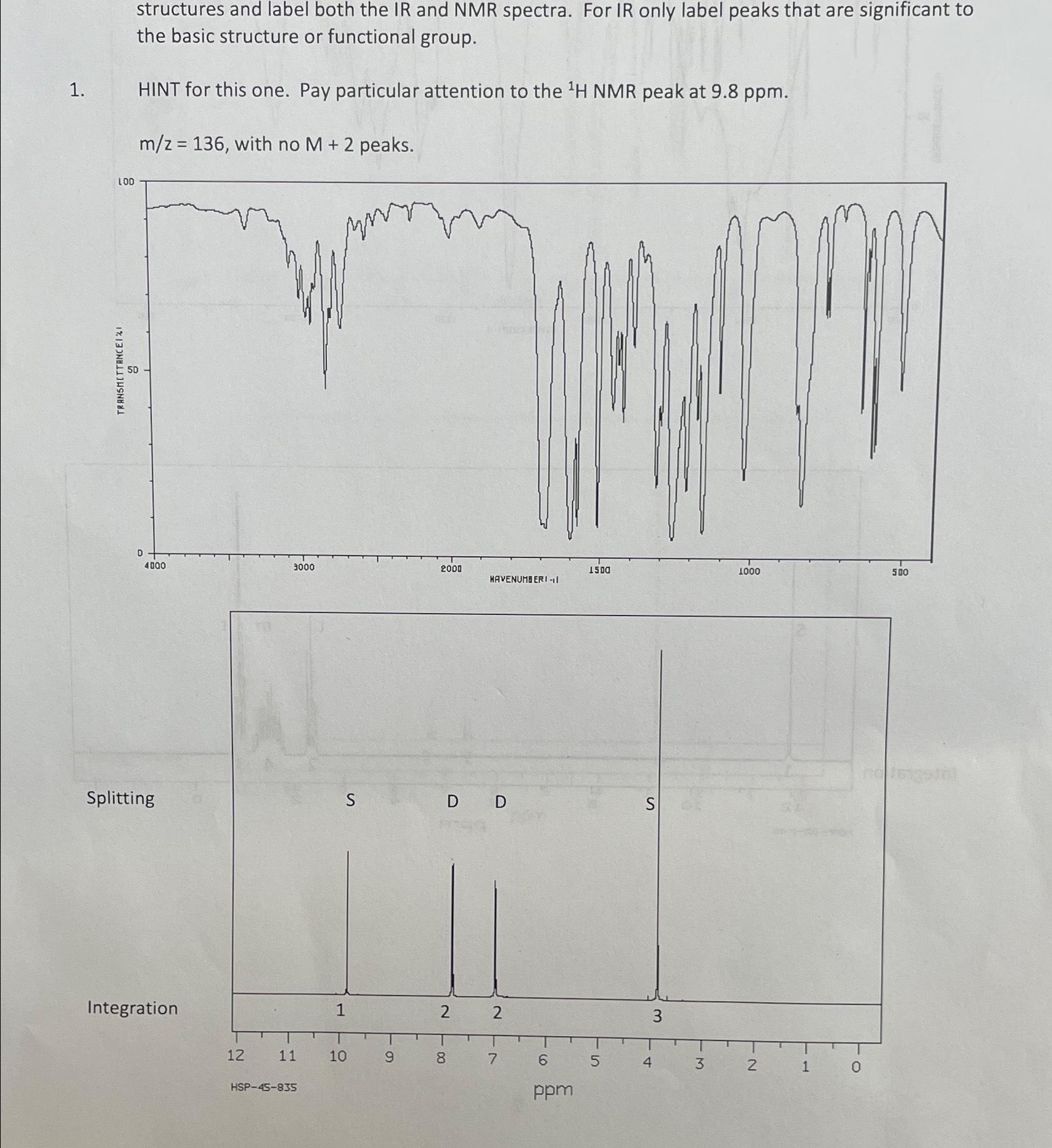 Solved Help please! Deduce structures and label both the IR | Chegg.com