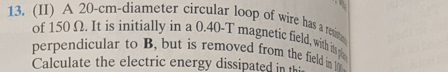 Solved (II) ﻿A 20-cm-diameter circular loop of wire has a | Chegg.com