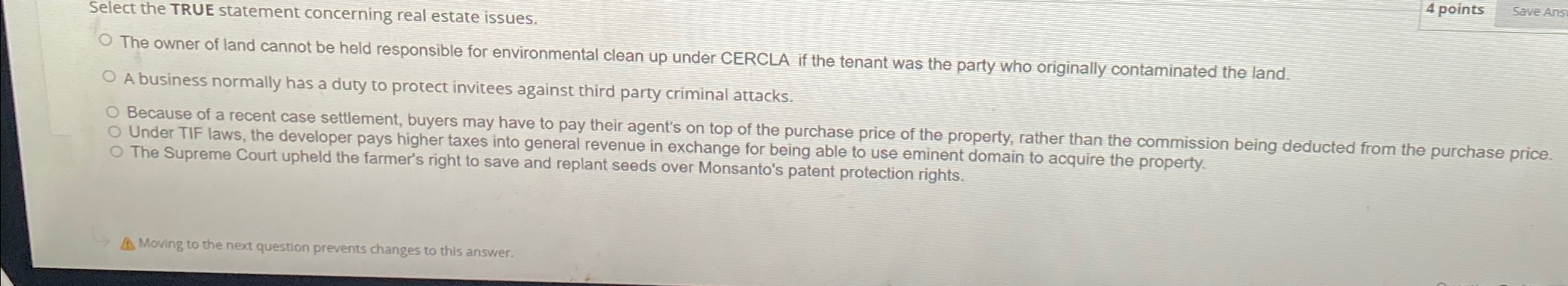 Solved Select the TRUE statement concerning real estate | Chegg.com