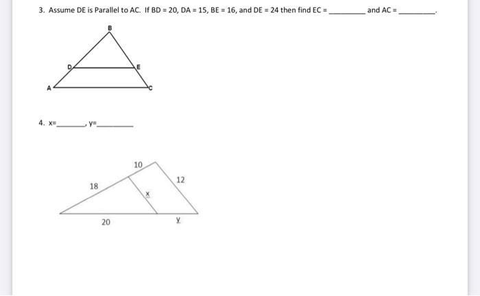 Solved 3. Assume DE is Parallel to AC. If BD = 20, DA = 15, | Chegg.com