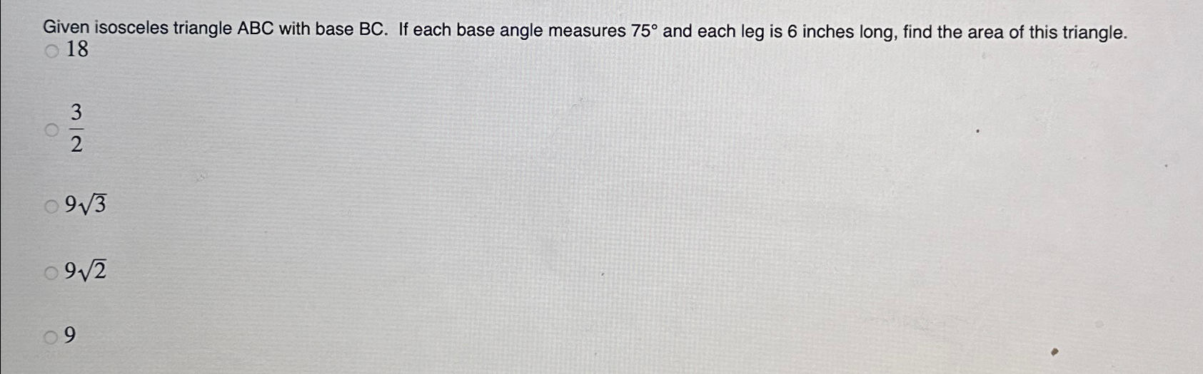 Solved Given isosceles triangle ABC with base BC. ﻿If each | Chegg.com