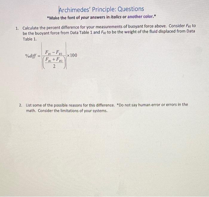 Calculate the percent difference for your | Chegg.com