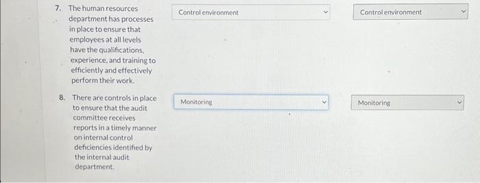 Match each Control in Column 2 with a. One or more | Chegg.com