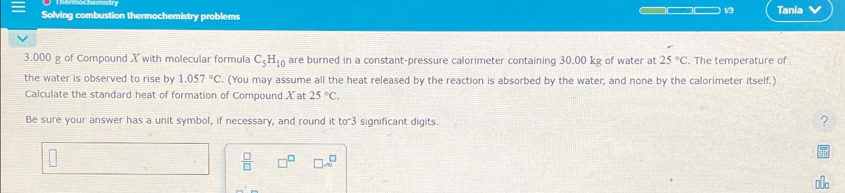 Solved Solving combustion thermochemistry problems\\n3.000g | Chegg.com