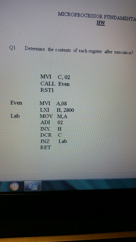Solved MICROPROCESSOR FUNDAMENTA HW Q1. Determine the | Chegg.com