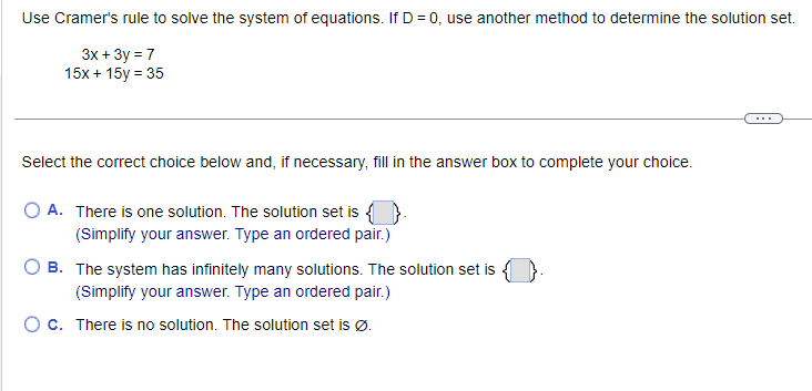 Solved Use Cramer's rule to solve the system of equations. | Chegg.com
