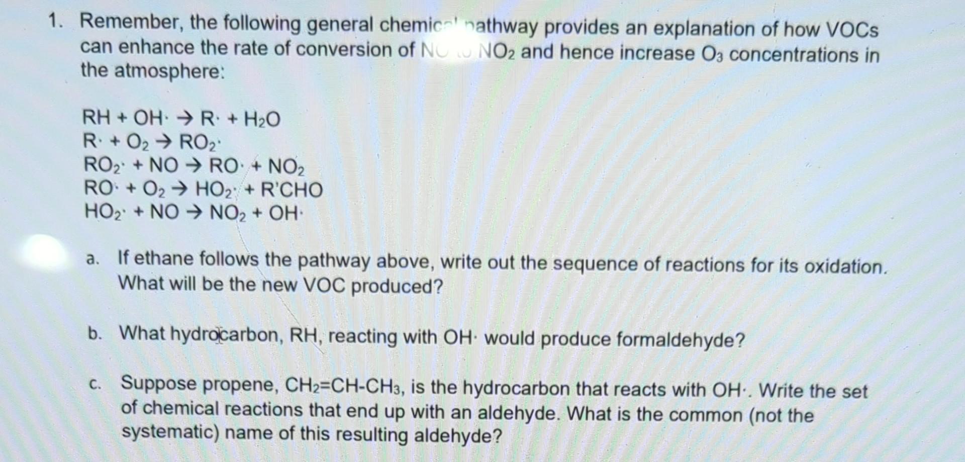 Solved 1. Remember, the following general chemic- nathway | Chegg.com
