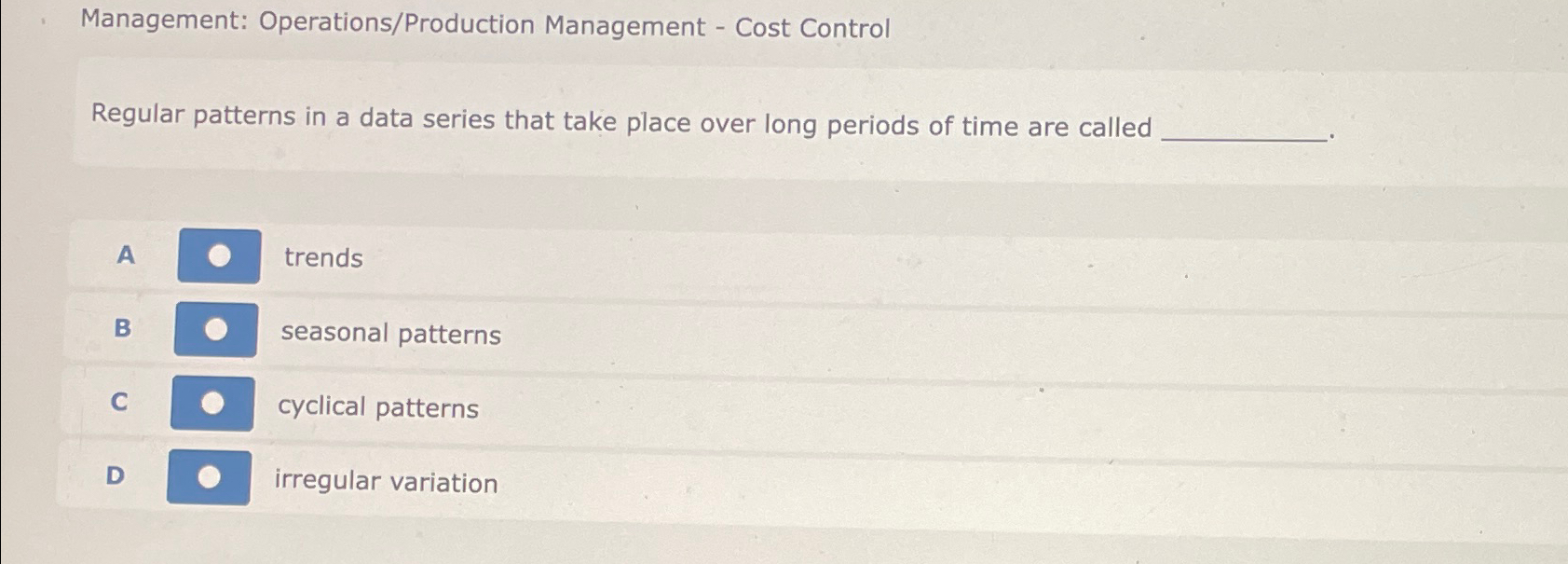 Solved Management: Operations/Production Management - ﻿Cost | Chegg.com