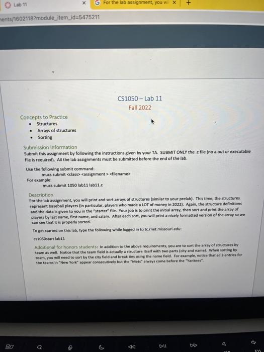 Solved CS1050 - Lab 11 Fall 2022 Concepts to Practice - | Chegg.com