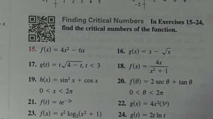 Solved Finding Critical Numbers In Exercises 15-24, ﻿find | Chegg.com