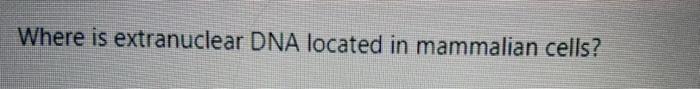 Solved Where is extranuclear DNA located in mammalian cells? | Chegg.com