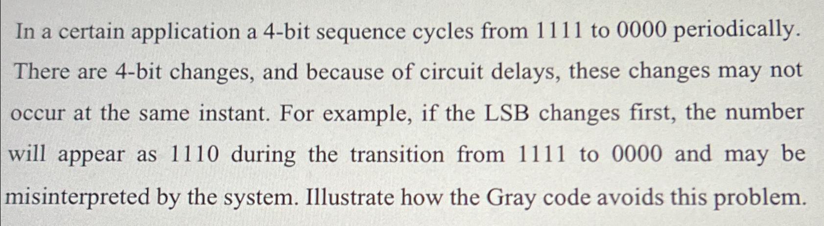 Solved In a certain application a 4-bit sequence cycles from | Chegg.com