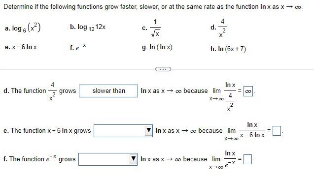 Solved Determine if the following functions grow faster, | Chegg.com