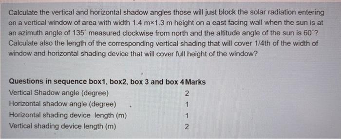 Solved Calculate the vertical and horizontal shadow angles | Chegg.com