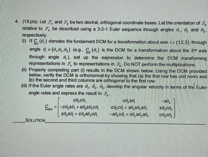 4. (18 pts) Let F and F. be two dextral, orthogonal | Chegg.com