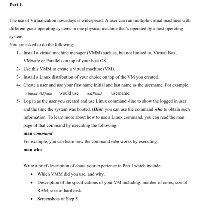Solved Part 1: The use of Virtualization nowadays is | Chegg.com