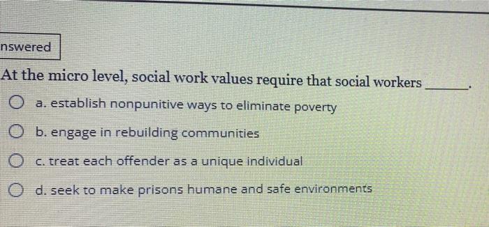 Solved nswered At the micro level, social work values | Chegg.com